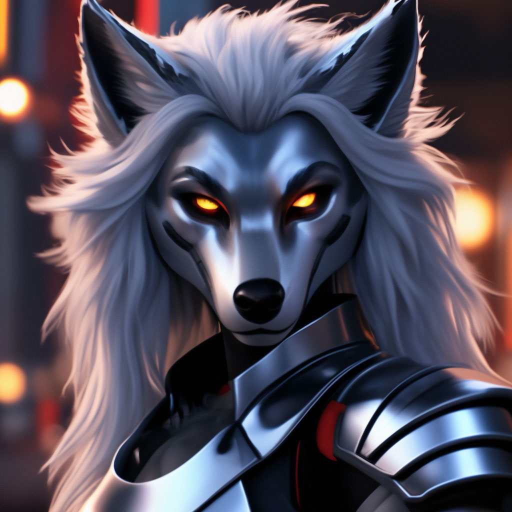 "Anthropomorphic Roxanne Wolf, Yellow eyes, silver hair, Wolf, Security ...