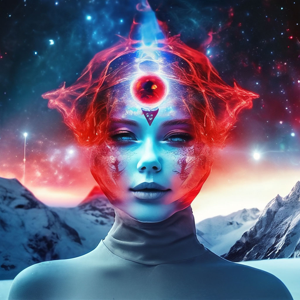 "Metamorphosis, foto red collage, multiple exposure, qween on the eyes ...