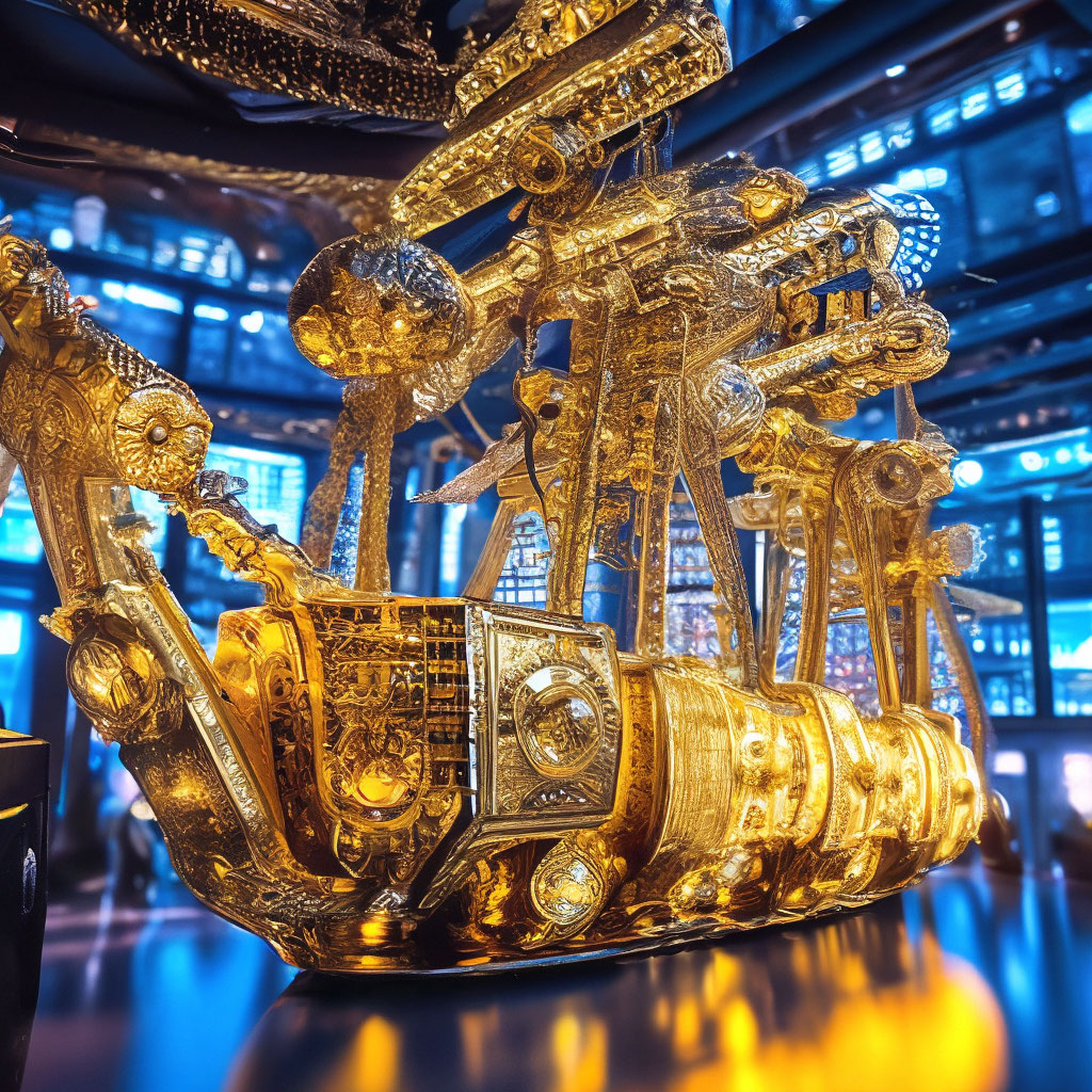 "Bionic sailing ship covered with gold and various precious stones ...