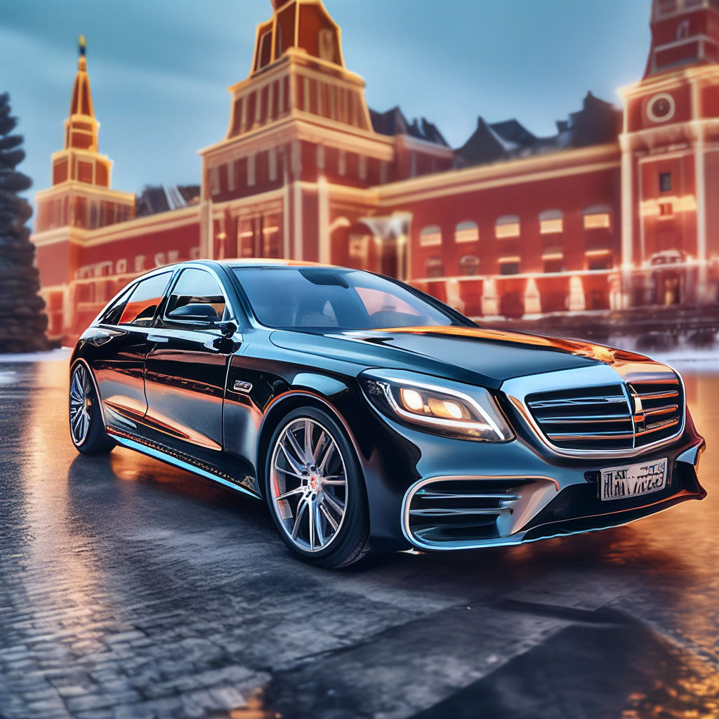 "Mercedes S-Class W223 in black rides on Red Square, aesthetically ...