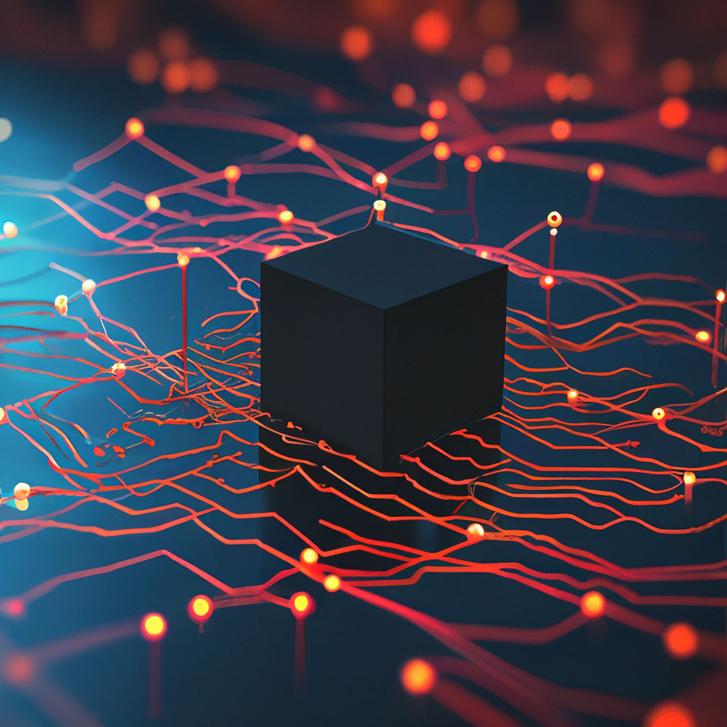 "A black square in a neural network" — image created in Shedevrum