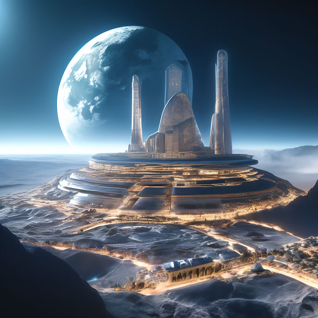 "The moon on which people are building a new civilization. Futurism ...