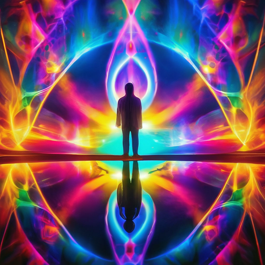 "Rainbow reflection fractal. + photo people, the creator man is you ...