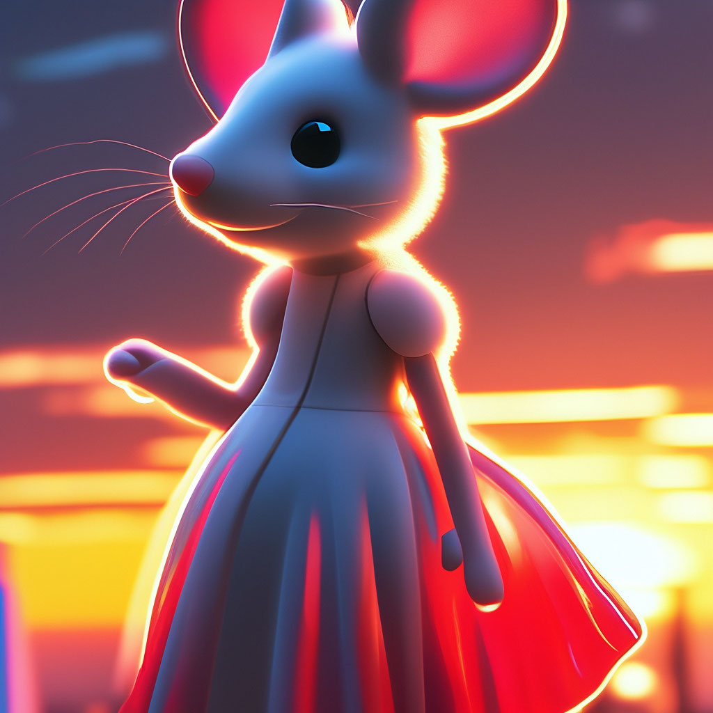"She is a gray mouse in a bright scarlet dress, velvet resin, bright ...