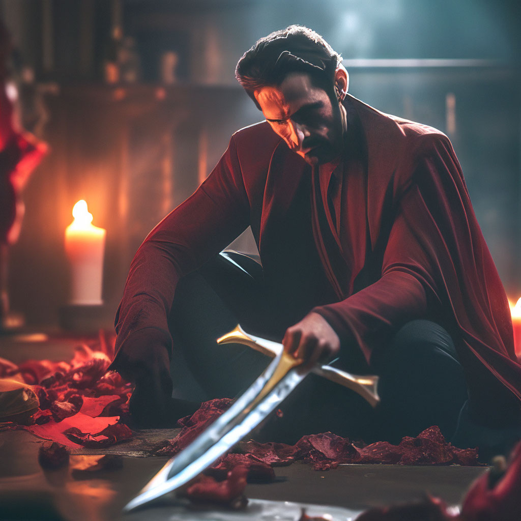 "Lucifer in despair, breaks the sword, aesthetically pleasing ...