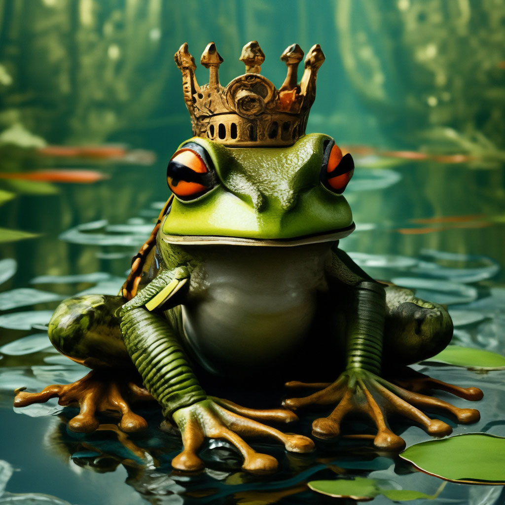 "Frog princess in bohemian style, grotesque, surrealism, darkness ...
