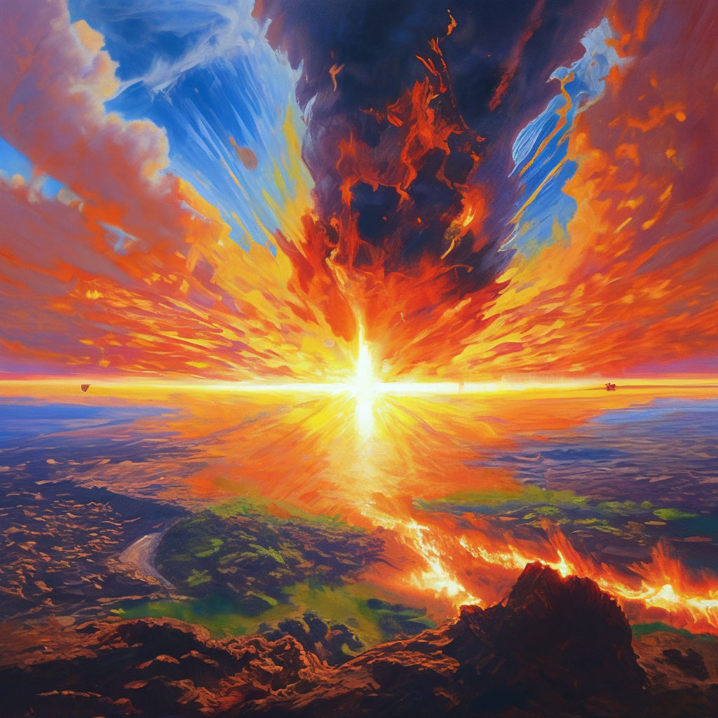 "The end of the world, the explosion of the sun, action, view from ...