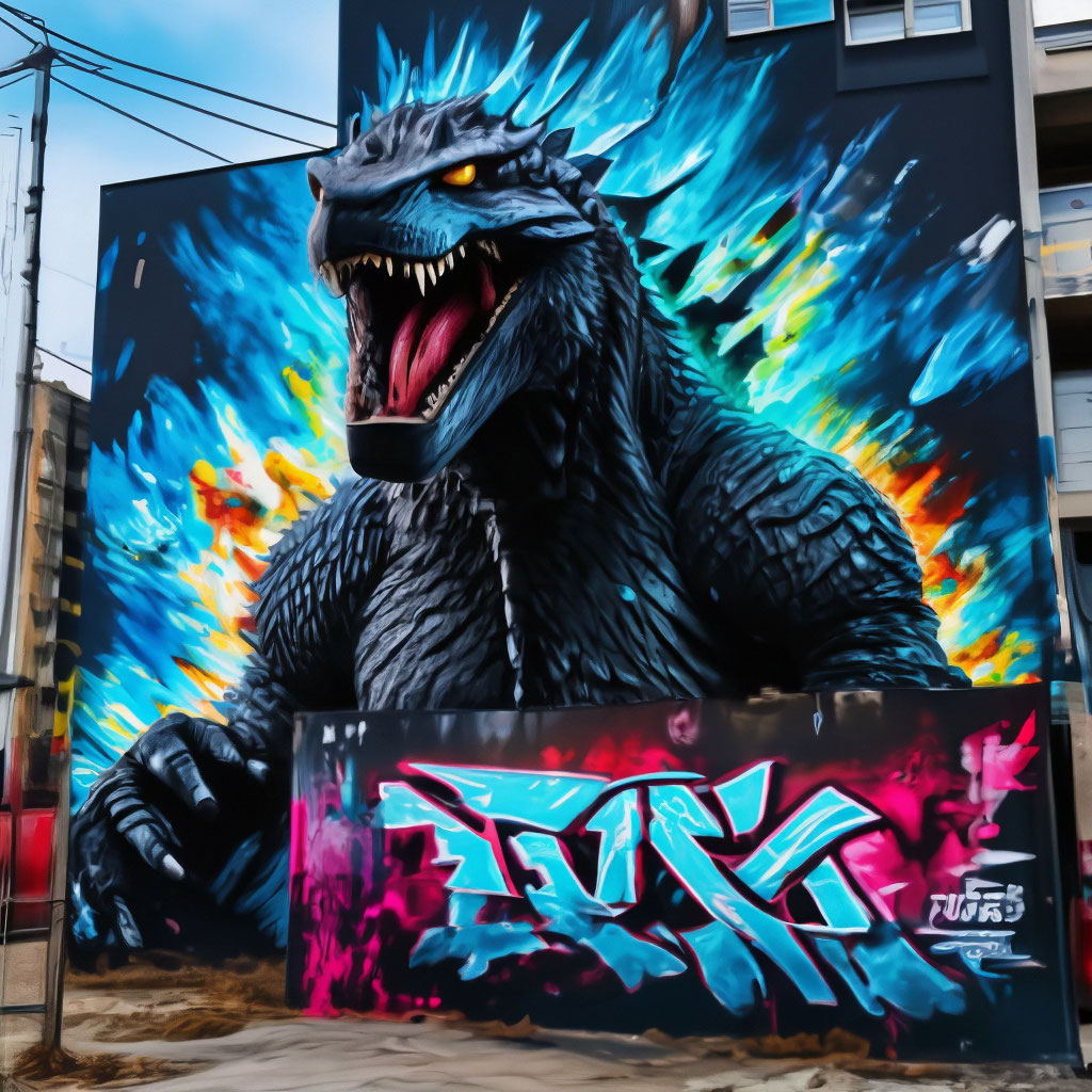 "Graffiti on the wall of the house with glow-in-the-dark colors ...
