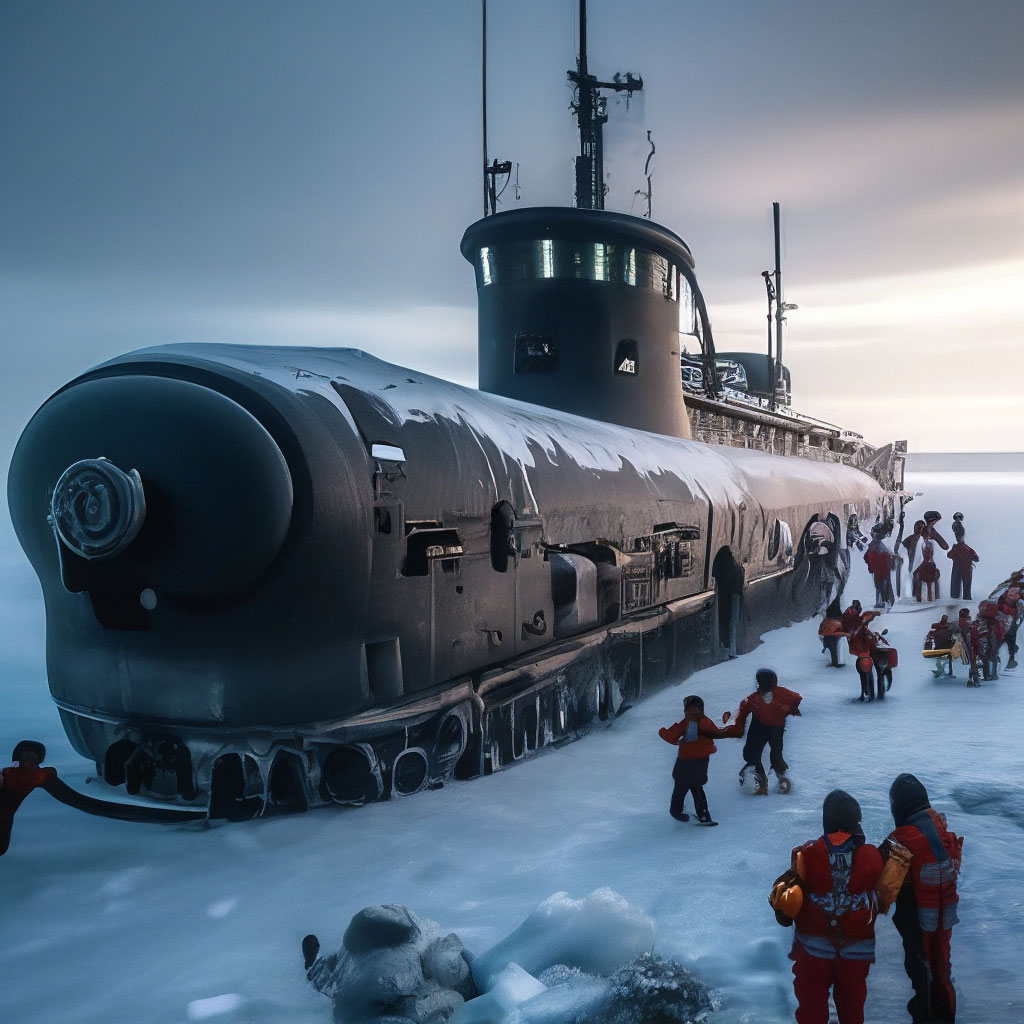 "A huge submarine is being dismantled in the ice, scary, esoteric ...