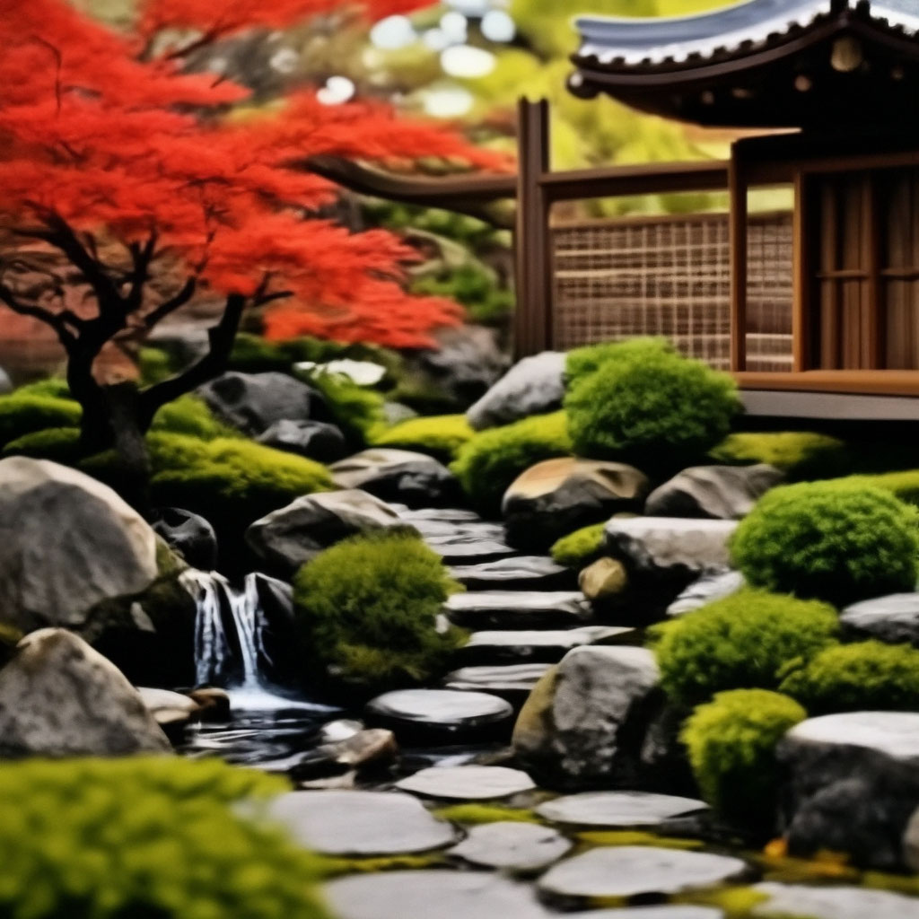 "Landscape design, Japanese corner in the garden, realistic" — image ...