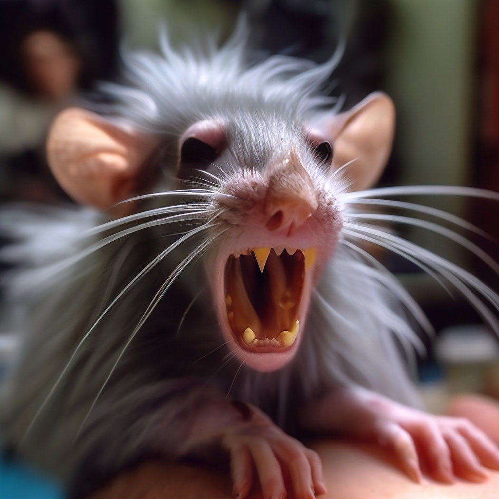 "A human face without fur + the body of an animal + a rat's body + The ...