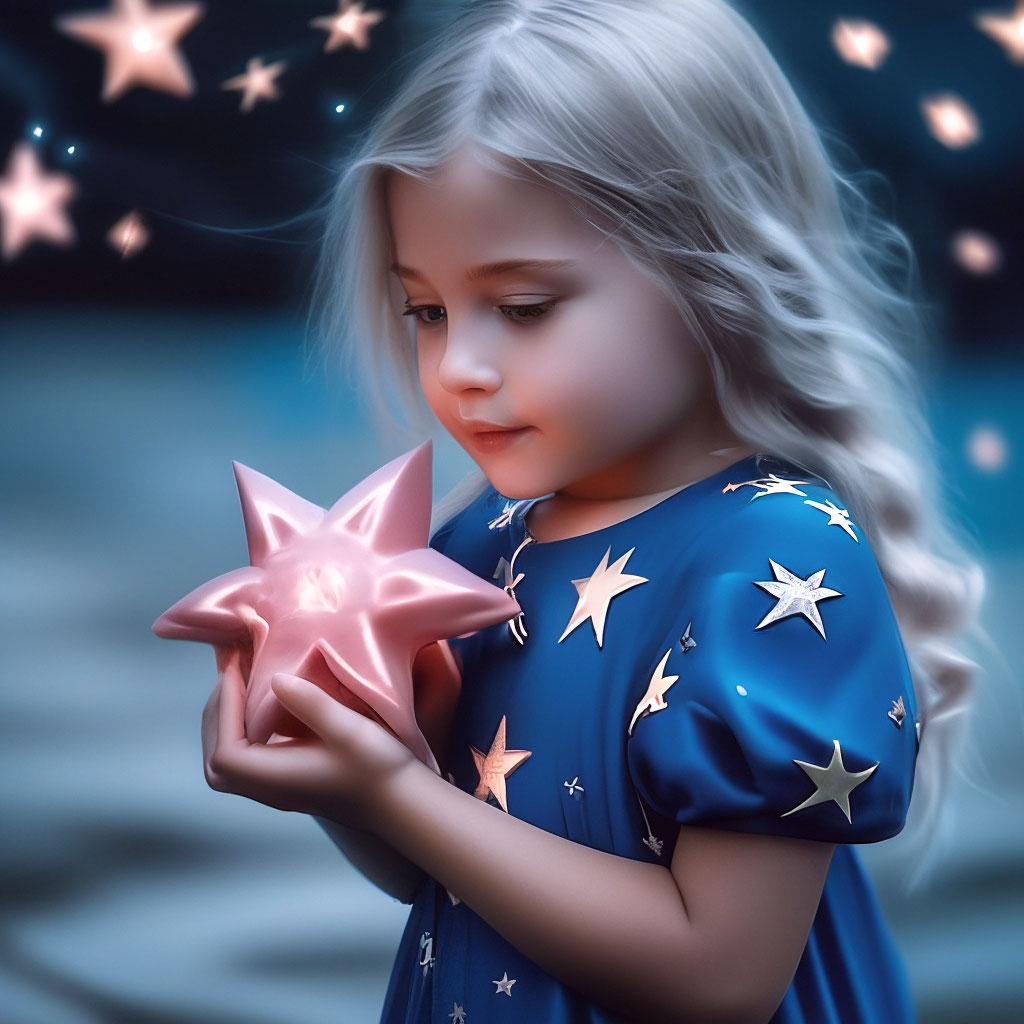 "Riding a star to fly to meet the wind, professional photo, a girl ...