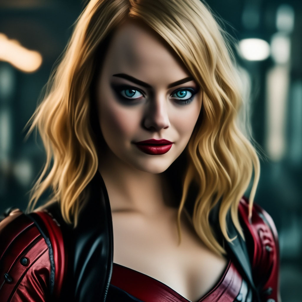 "Emma Stone as Harley Quinn" — image created in Shedevrum