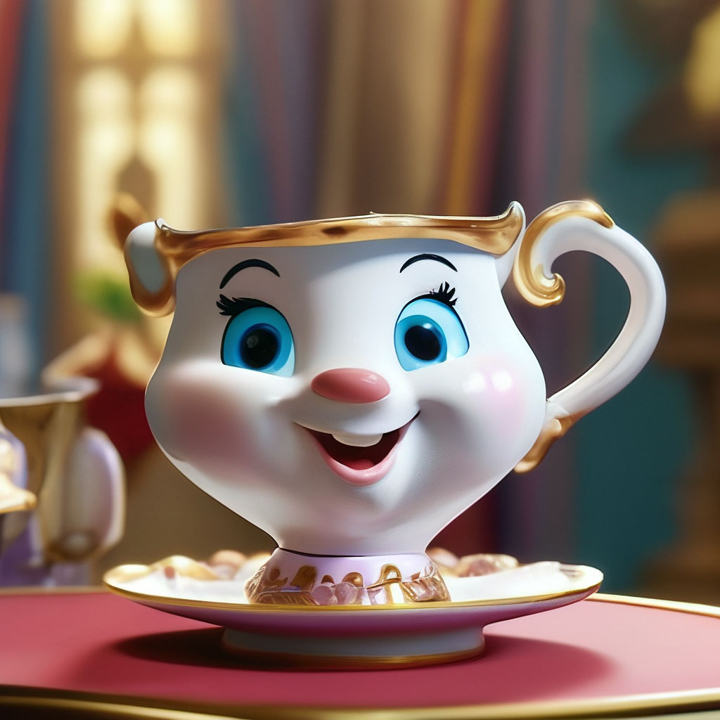 "The fabulous Disney character Chip is Mrs. Potts's son, a teacup with ...