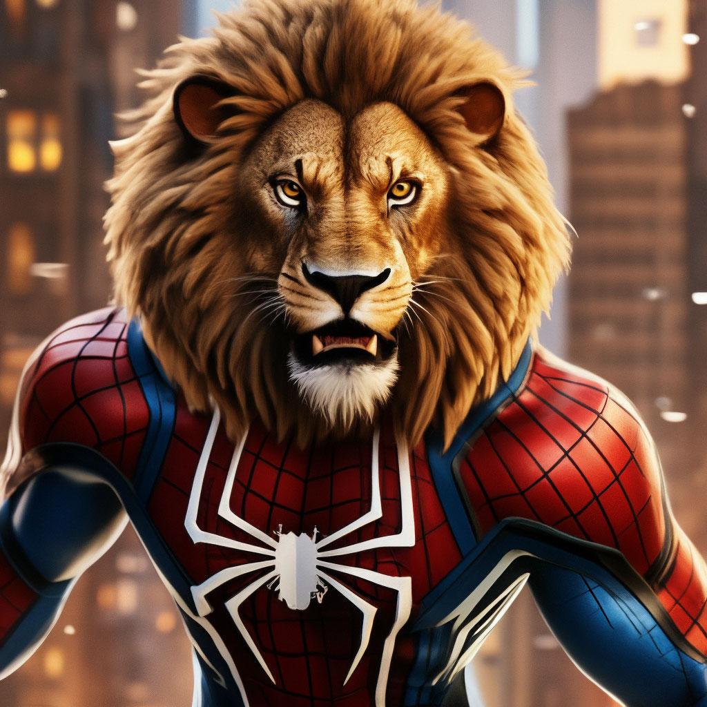 "Lion 🦁 Spider-man Masterpiece" — image created in Shedevrum