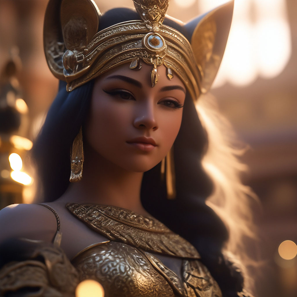 "Goddess of cats, aesthetically pleasing, beautiful, realistic, close ...