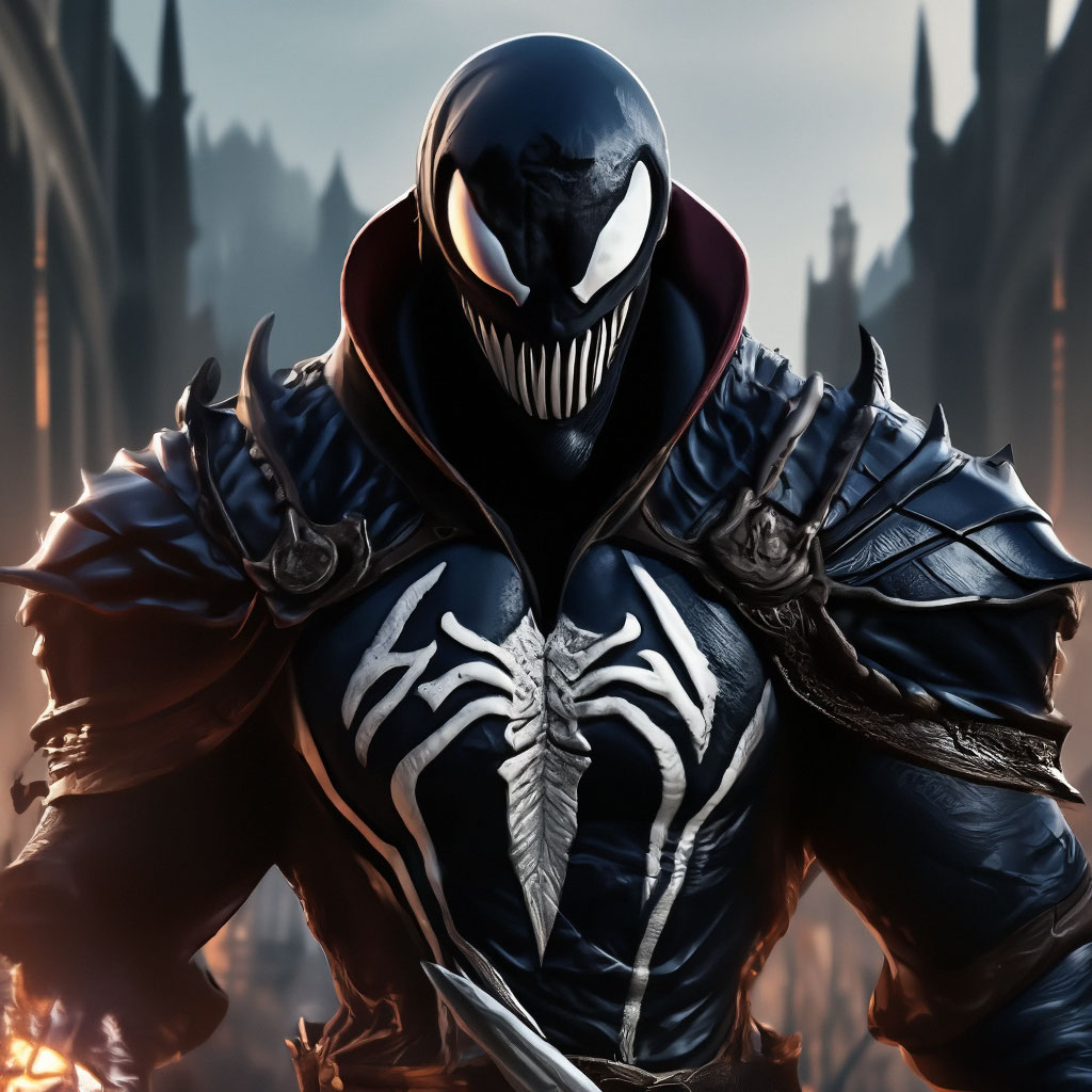 "Marvel comics character Venom in medieval style" — image created in ...