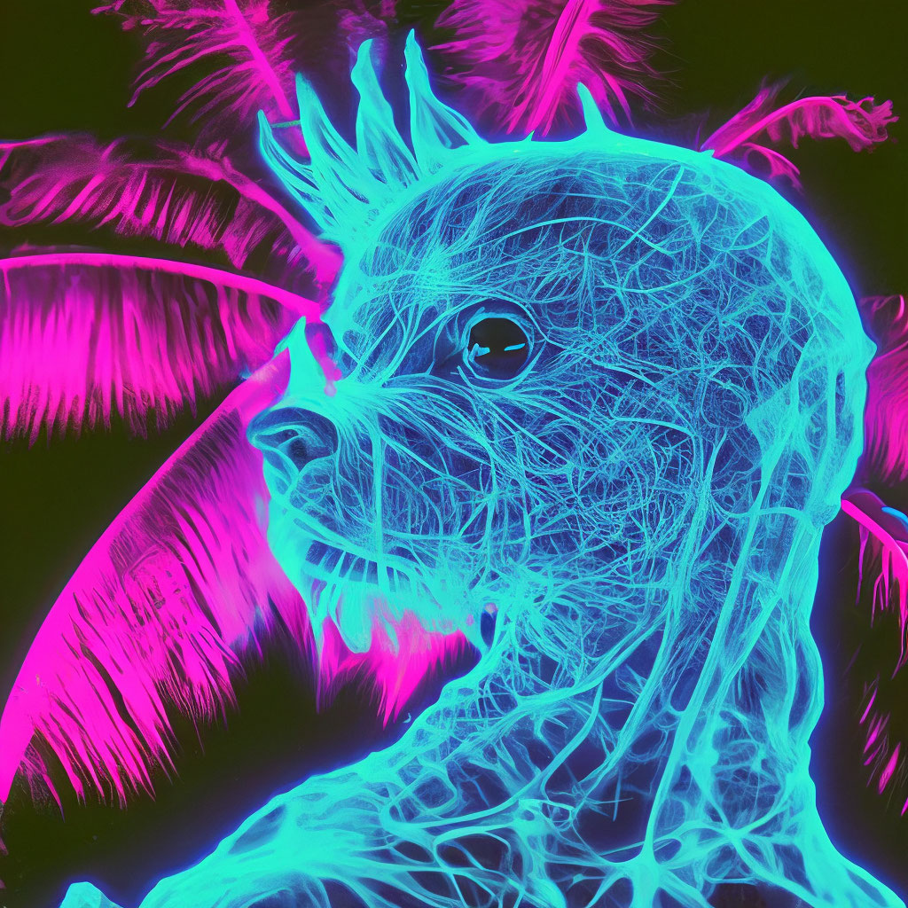 "Acid xray art,glowing,Nature has spawned the swollen body of liminal ...