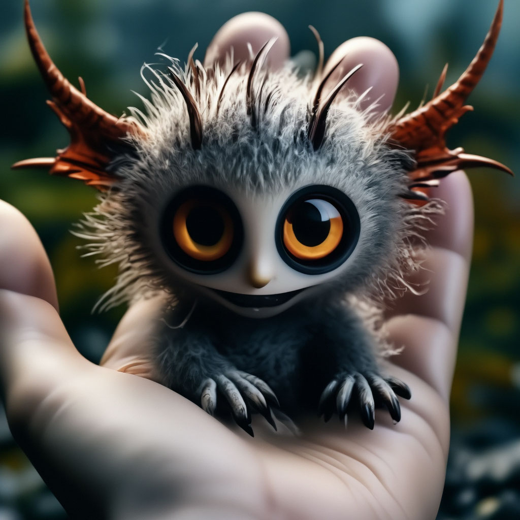 "A small, cute, fluffy, pop-eyed imp on the palm of his hand, Tim ...