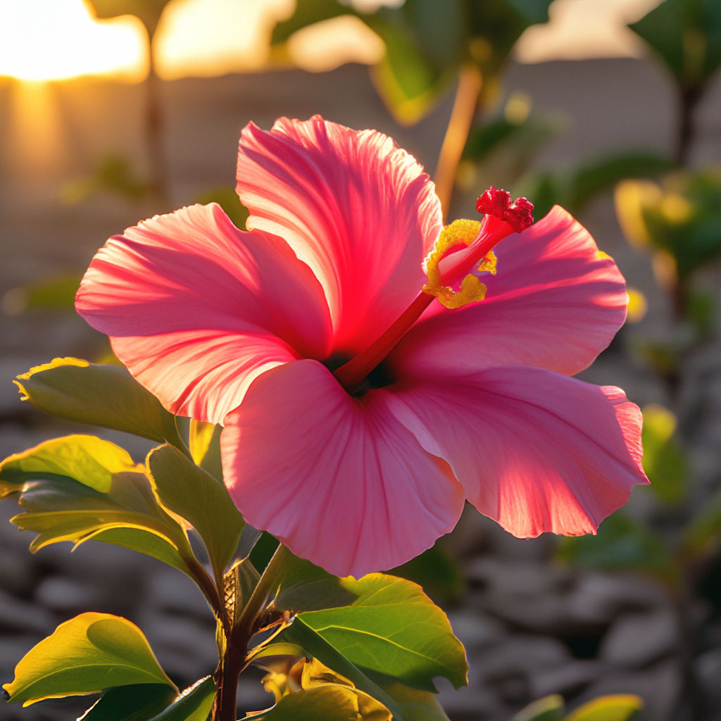 "Botany Hibiscus the flowers of the Sudanese rose are bright red ...