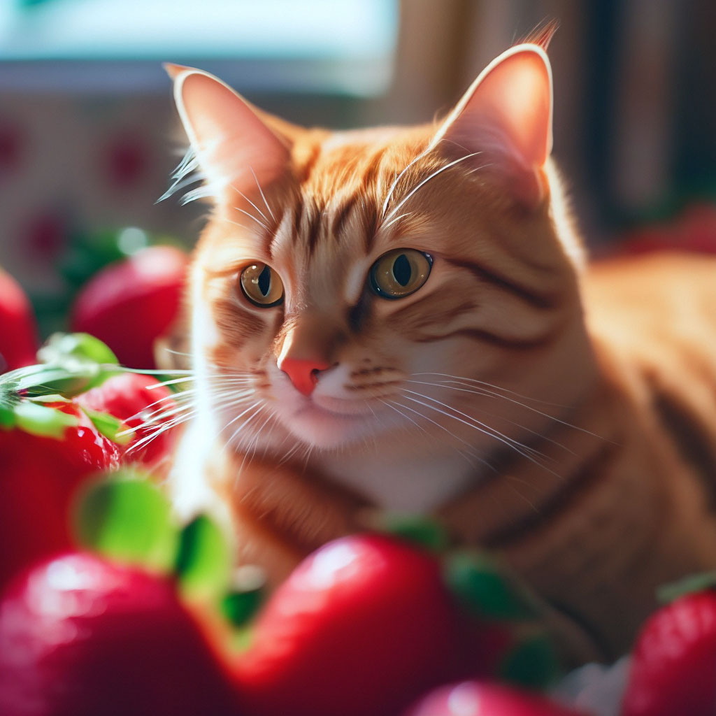 "Strawberry cat,, aesthetically pleasing, beautiful, realistic ...