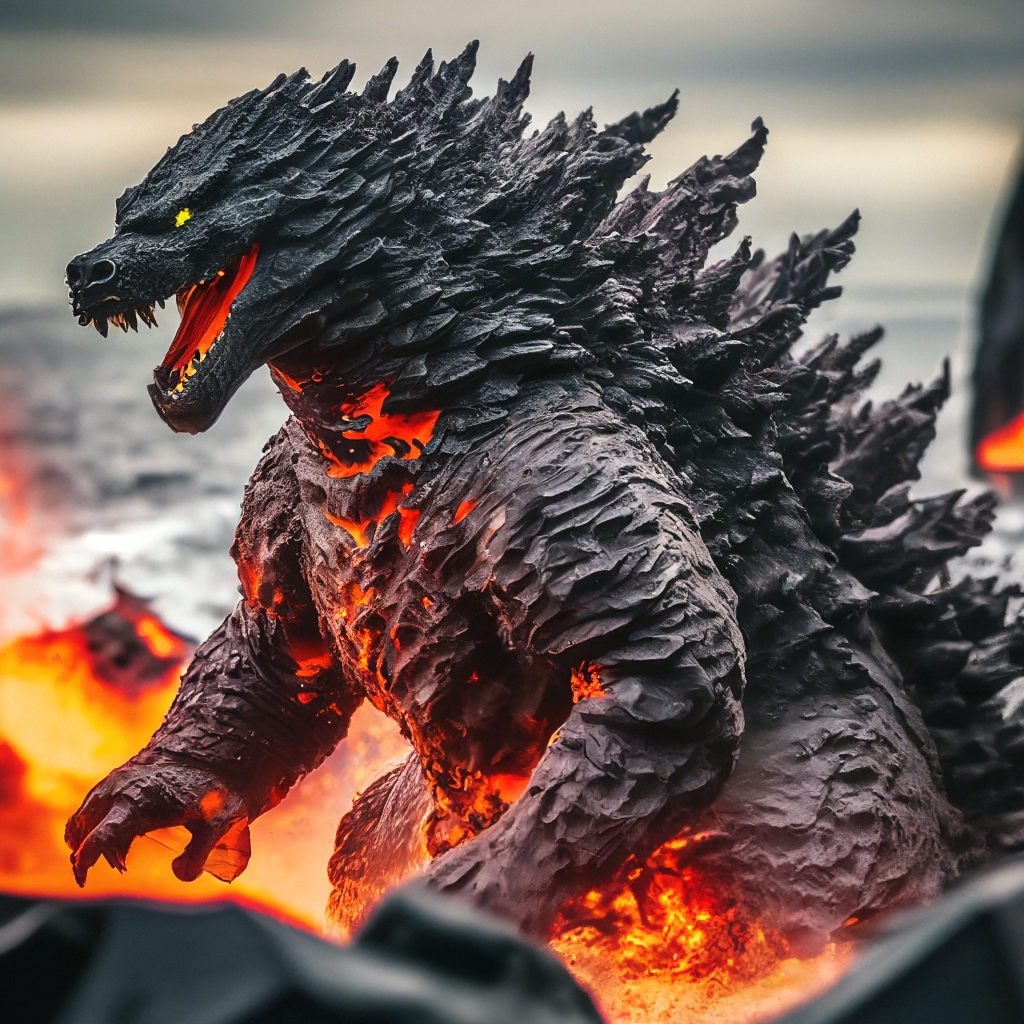 "Lava godzilla" — image created in Shedevrum