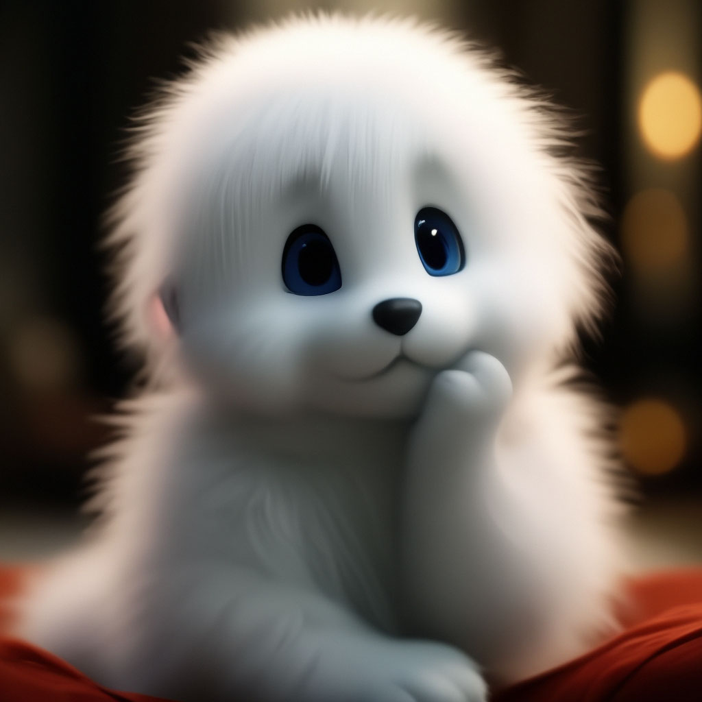 "Beautiful cute fluffy little casper ghost is all in thought ...