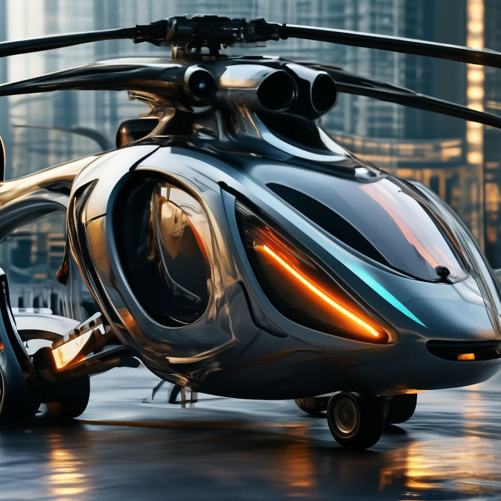 "Helicopter of the future in fast and furious style, 32K realistic, 5D ...