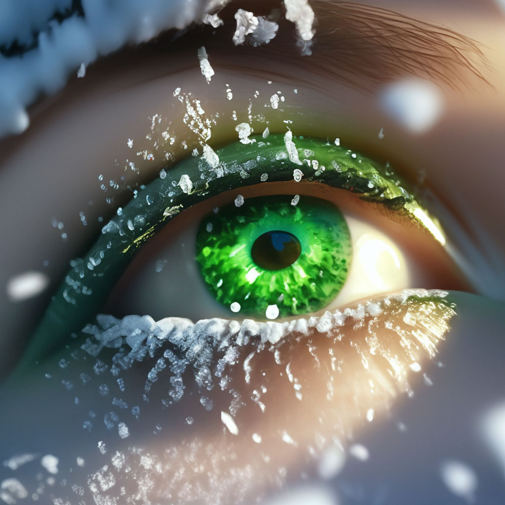 "Snowflakes on eyelashes melted, realistic photography, original style ...