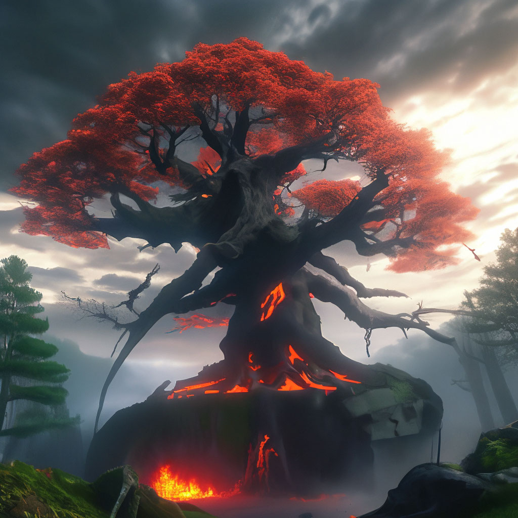 "Tree of death ultra HD" — image created in Shedevrum