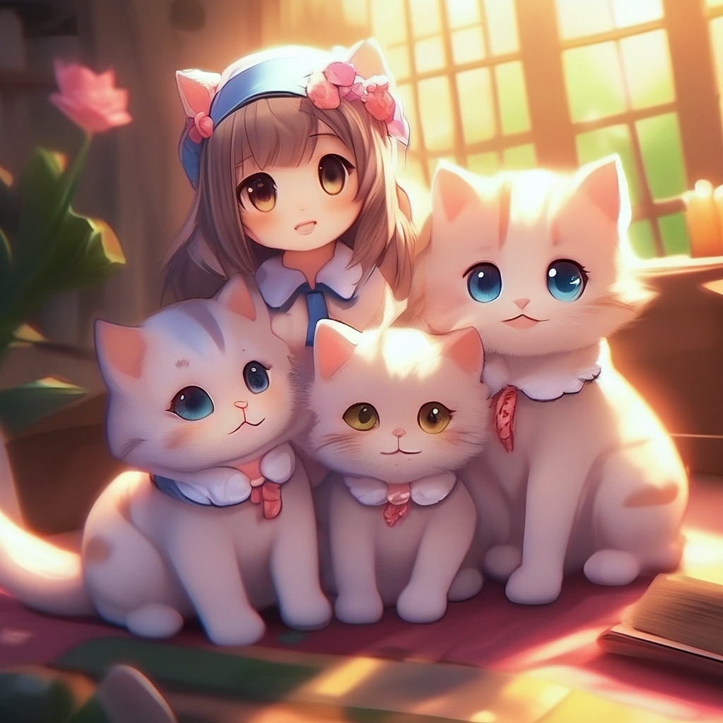 "How do you like cute cat anime" — image created in Shedevrum