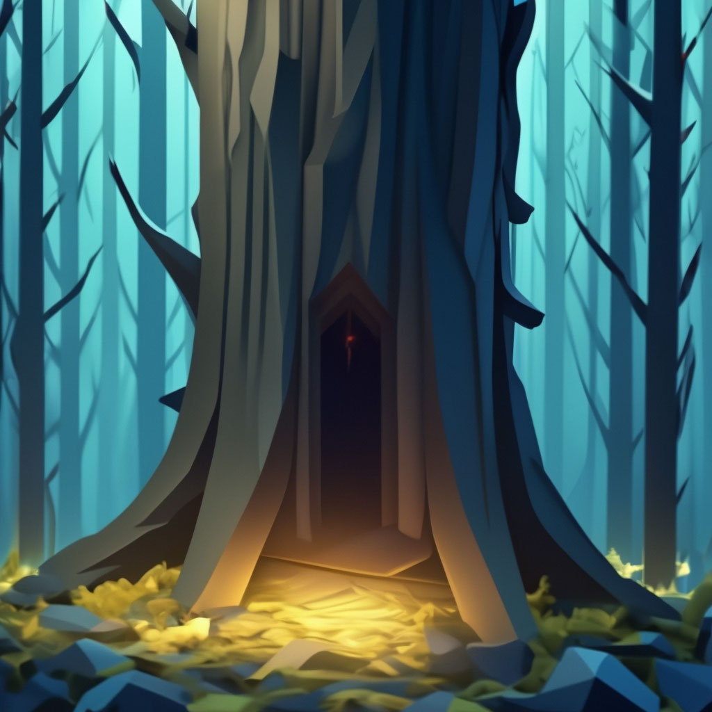 "Something is hiding behind a tree, far away in a dark forest" — image ...