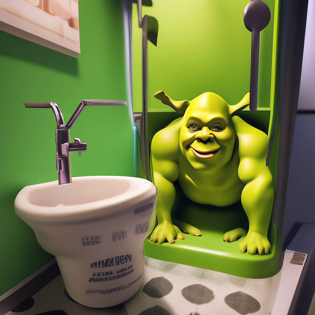 "Shrek skibidi toilet" — image created in Shedevrum