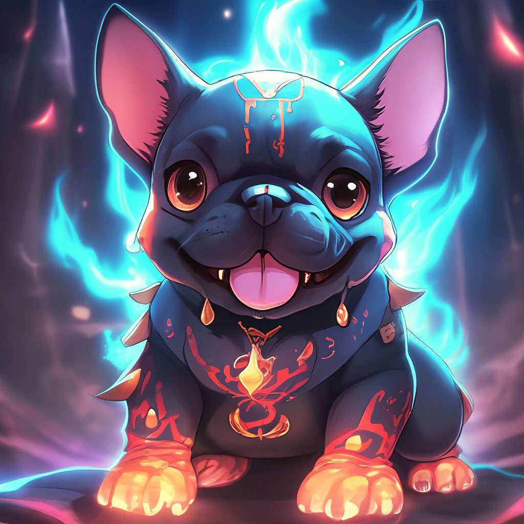 "Cute mystical demon French bulldog, anime style, high resolution, high ...
