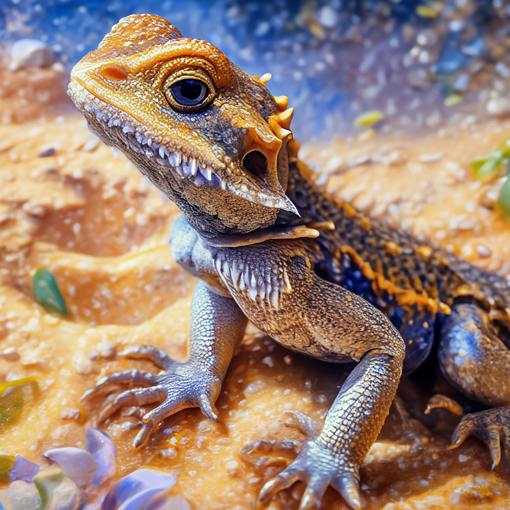 "Watercolor, drawing, photorealism, realistic, baby bearded agama on ...
