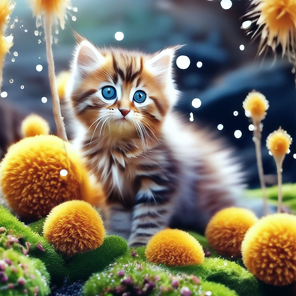 "💥 Funny kitten polka dot hair Crypto kitten fun, horror, surrealist ...