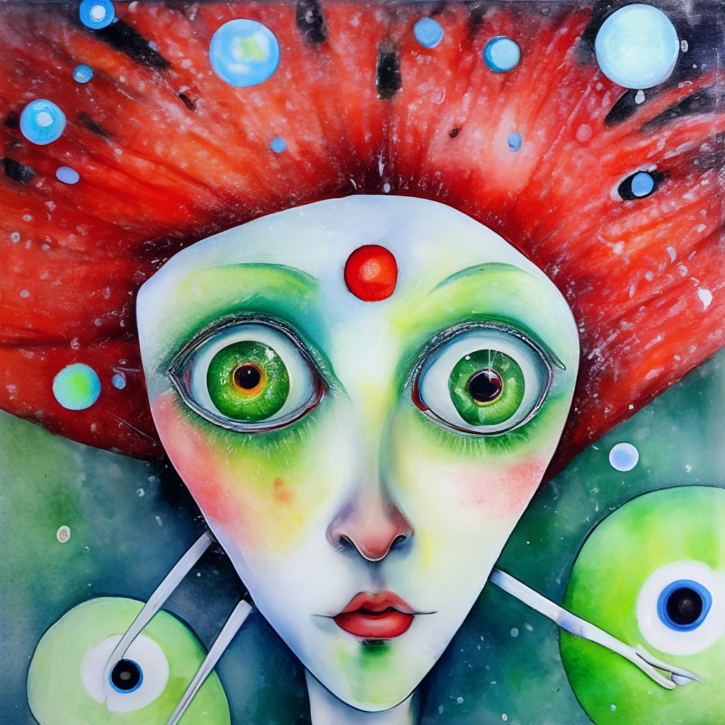 "Grotesque, art line, close-up, watercolor, drawing in large strokes ...