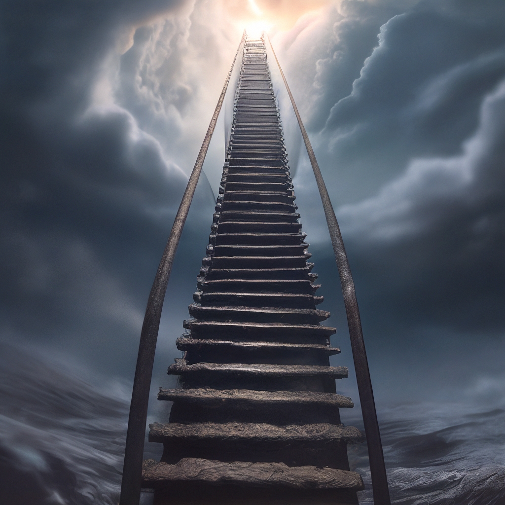 "The ladder to nowhere" — image created in Shedevrum