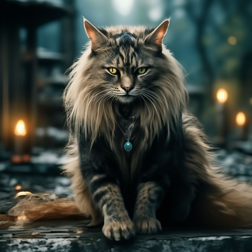 "The evil spirit of Bayun the cat" — image created in Shedevrum