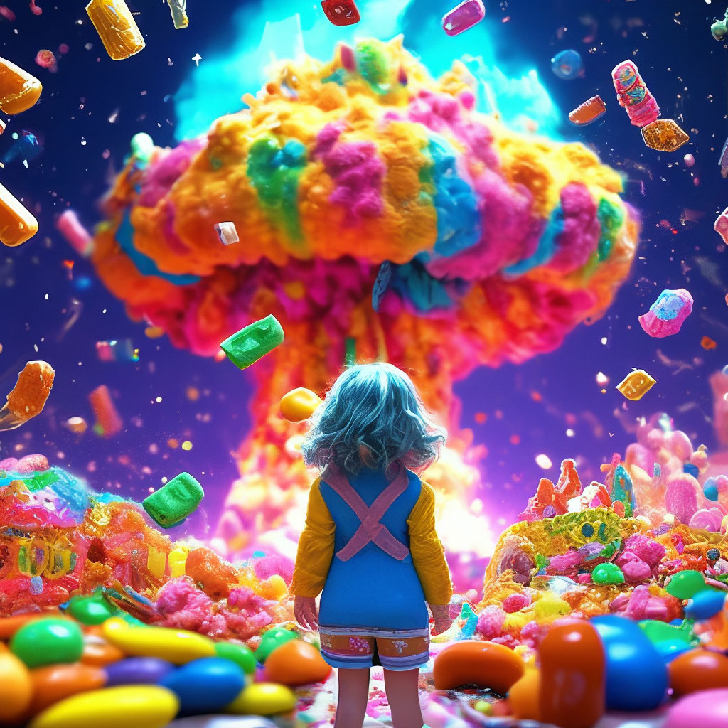 "Multicolored nuclear explosion in the form of marmalade and sweets ...
