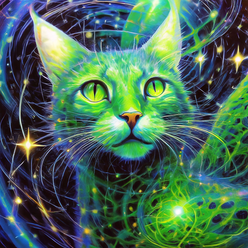 "Drawing with a cosmic fractal, dark art, hybrid, starfall effect, face ...
