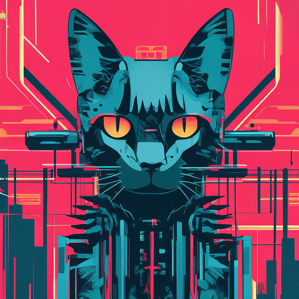 "Cat,vector, graphics, minimalism" — image created in Shedevrum