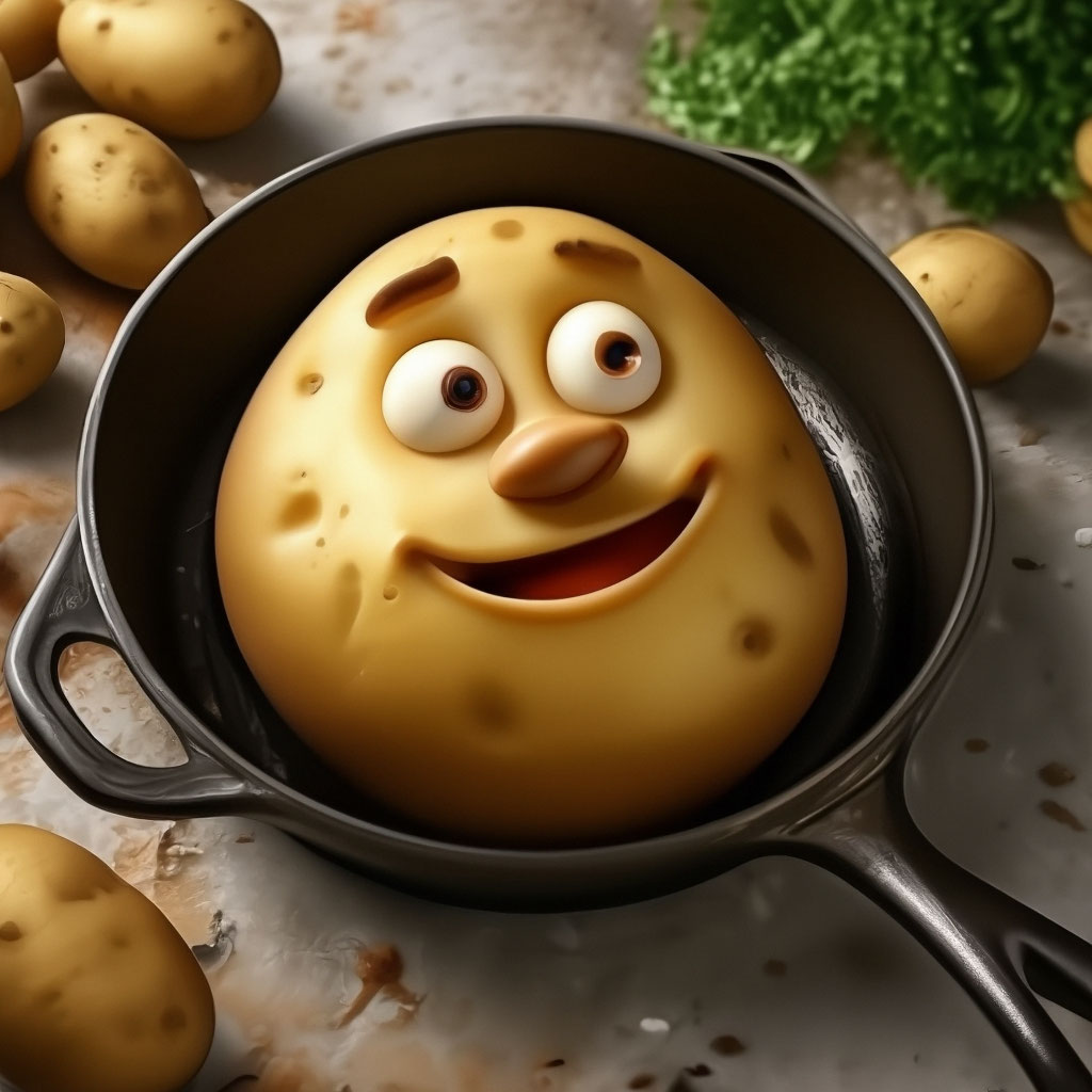 "Pan potato ,cartoon ,humor" — image created in Shedevrum