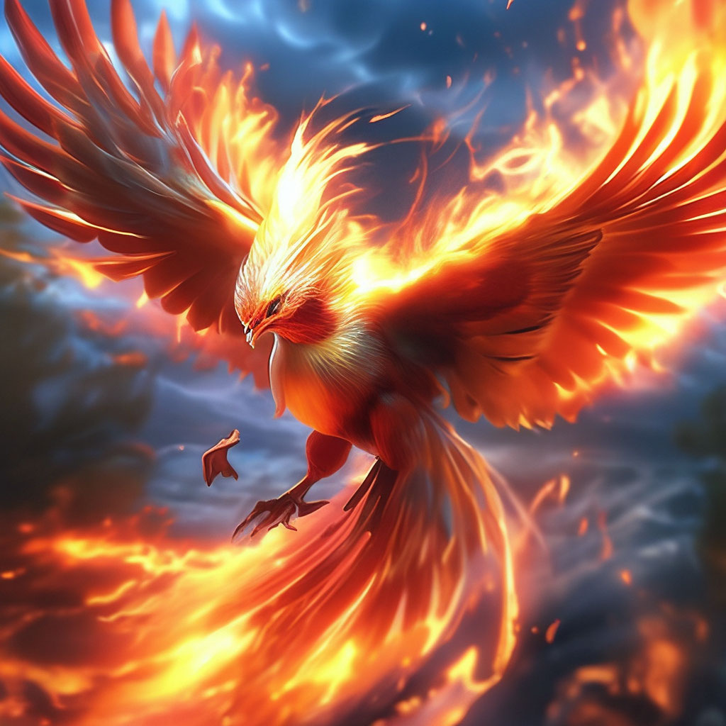 "The explosion and appearance of the phoenix bright bird, attention to ...