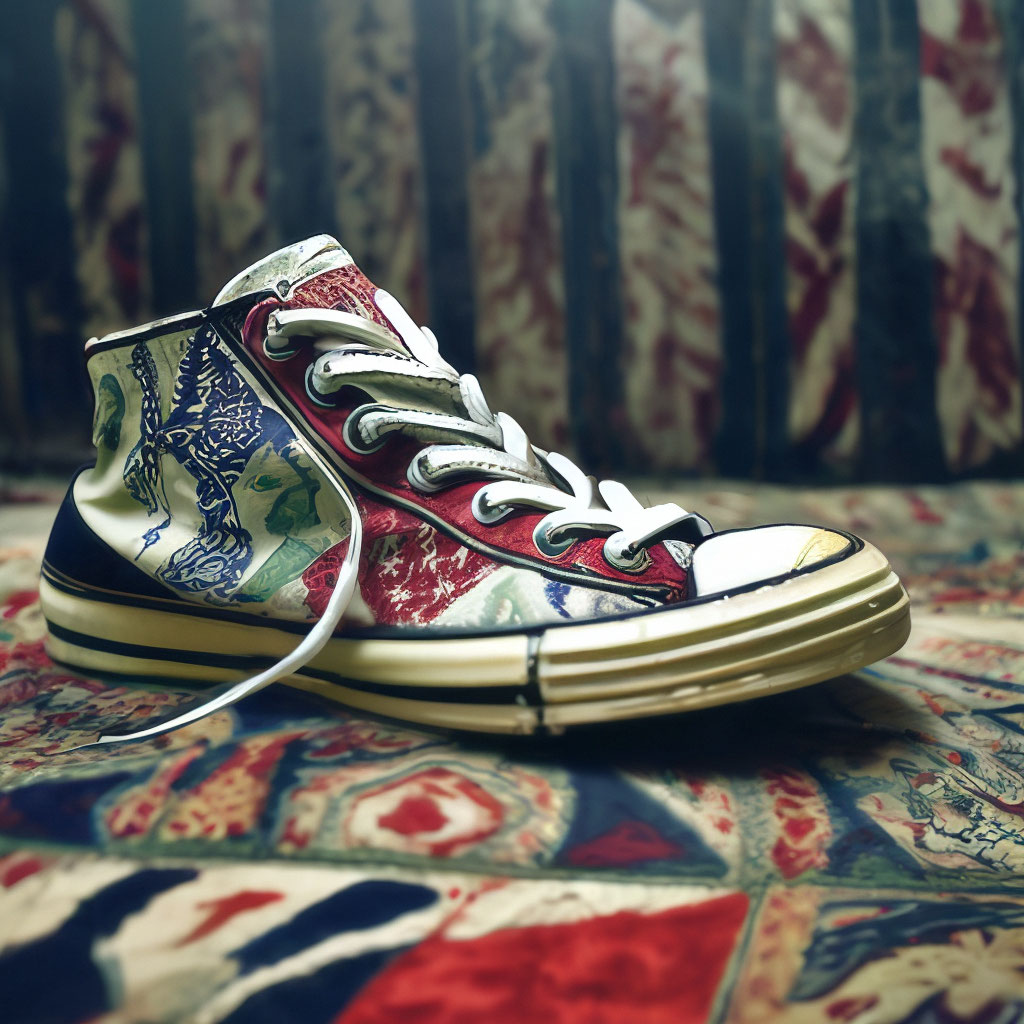 "Converse with soviet carpet print" — image created in Shedevrum