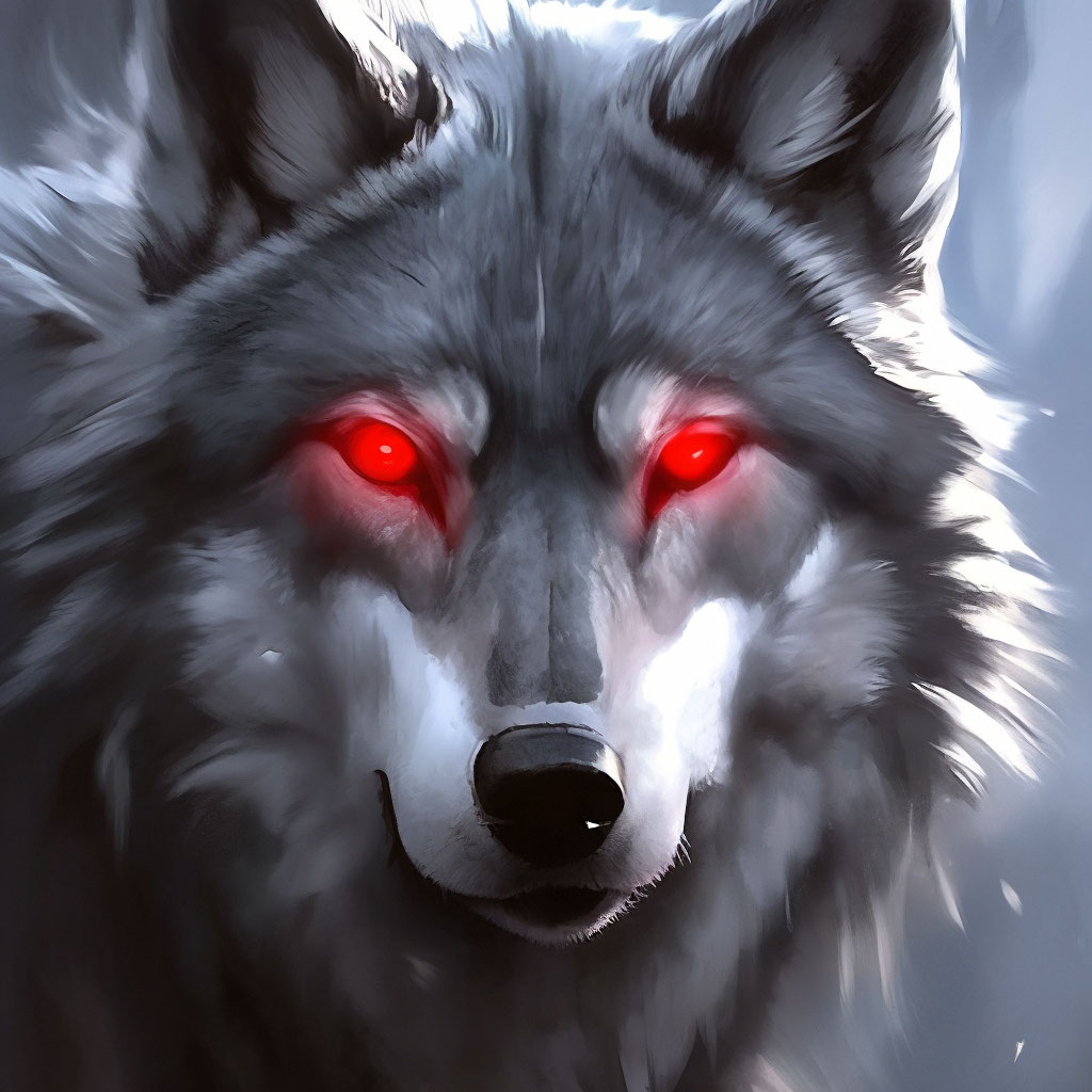 "Grey wolf with red eyes good drawing of details really beautiful and ...