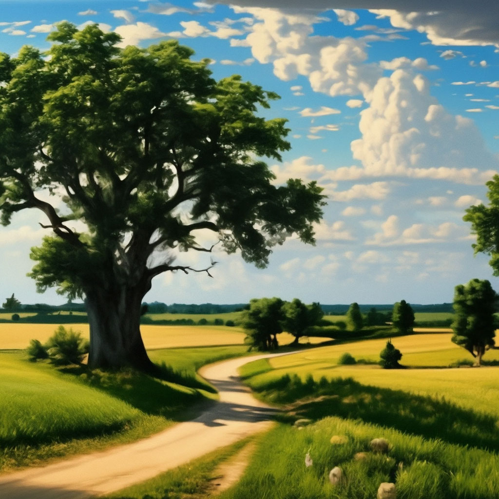 "Landscape, trees, summer, dali-style painting, hyperrealism, high ...