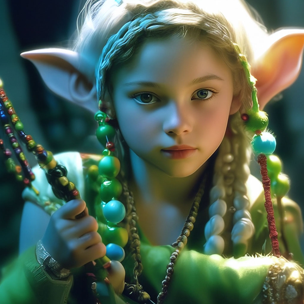 "Ogre-a girl with a bow and beads, beautiful, professional photo, soft ...