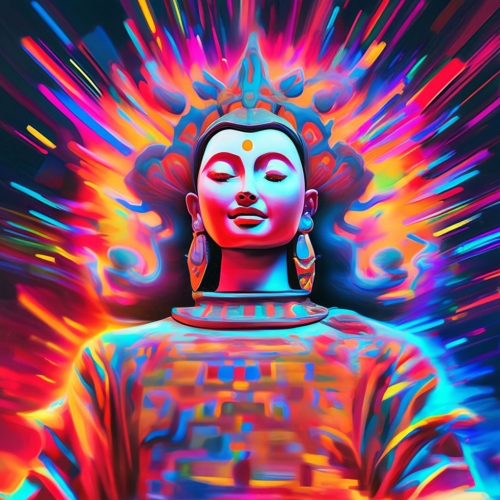 "Dzogchen, multicolored radiance, minimalism, digital drawing, glitch ...