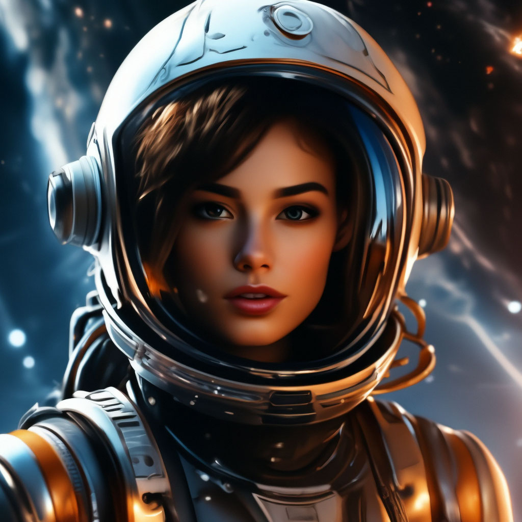 space girl, galaxy, alien, planet in the background" — image created in ...